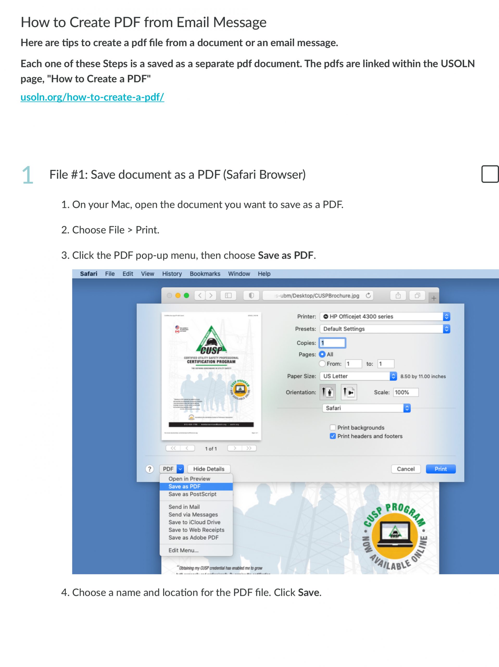 How to Create a PDF - Utility Safety & Operations Leadership Network